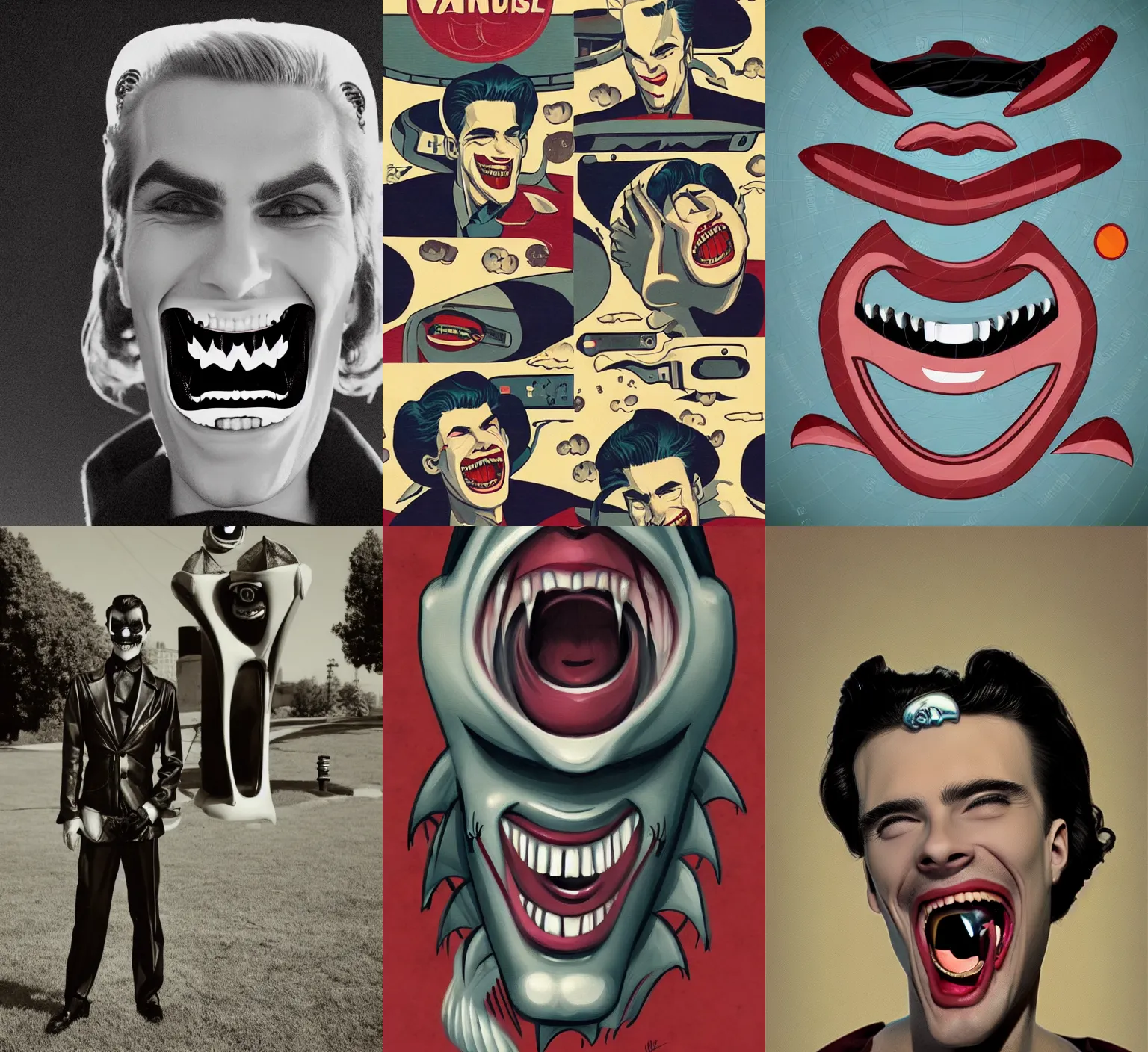 retro futuristic handsome vampire smile with fangs | Stable Diffusion ...