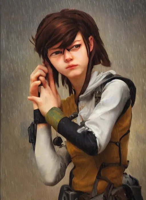 oil painting of crying depressed tracer overwatch full | Stable Diffusion