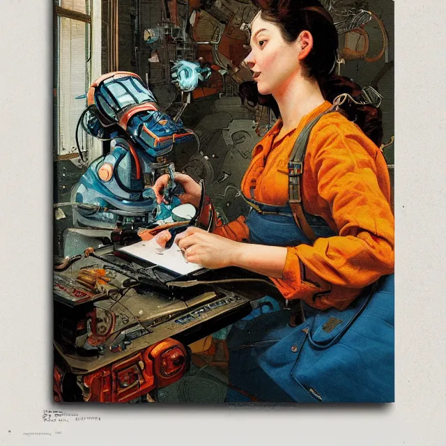 robot artist painting a self - portrait on a canvas. | Stable Diffusion ...