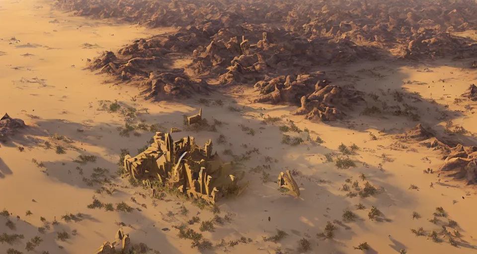 A birdview landscape painting of a desert with | Stable Diffusion | OpenArt