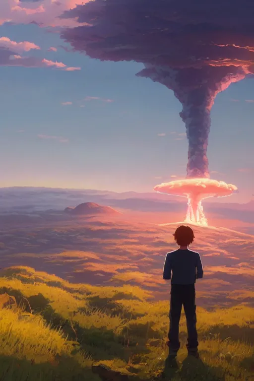 a highly detailed matte painting of a man on a hill | Stable Diffusion ...