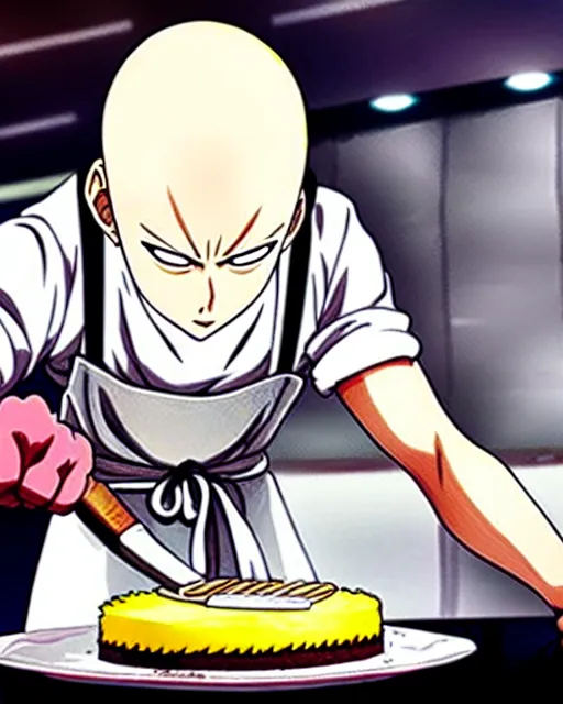 chef saitama one punch man, dressed as a pastry chef, | Stable ...
