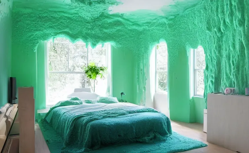 a bedroom made of slime. a bedroom with the texture of | Stable ...