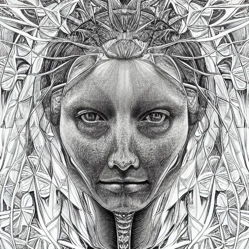 hyper detailed bw linear pencil drawing, woman | Stable Diffusion