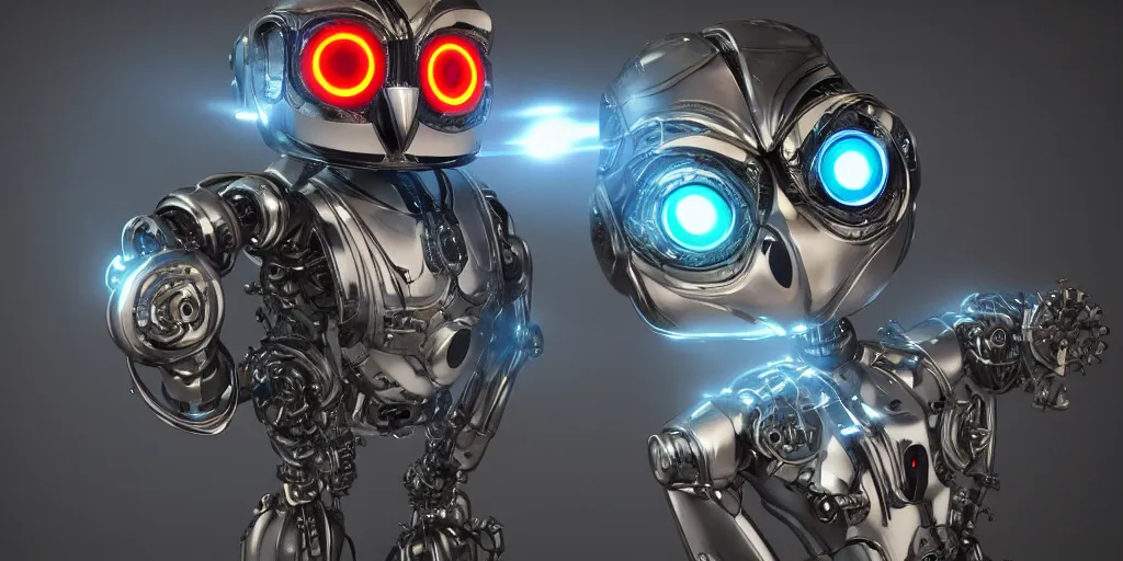 a robot mechanical owl with killer laser eyes. this 4 | Stable ...