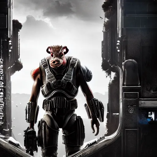 jar jar binks in gears of war, splash art, movie | Stable Diffusion ...