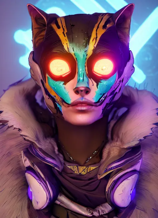 glowwave portrait of cat from borderlands 3, au | Stable Diffusion ...