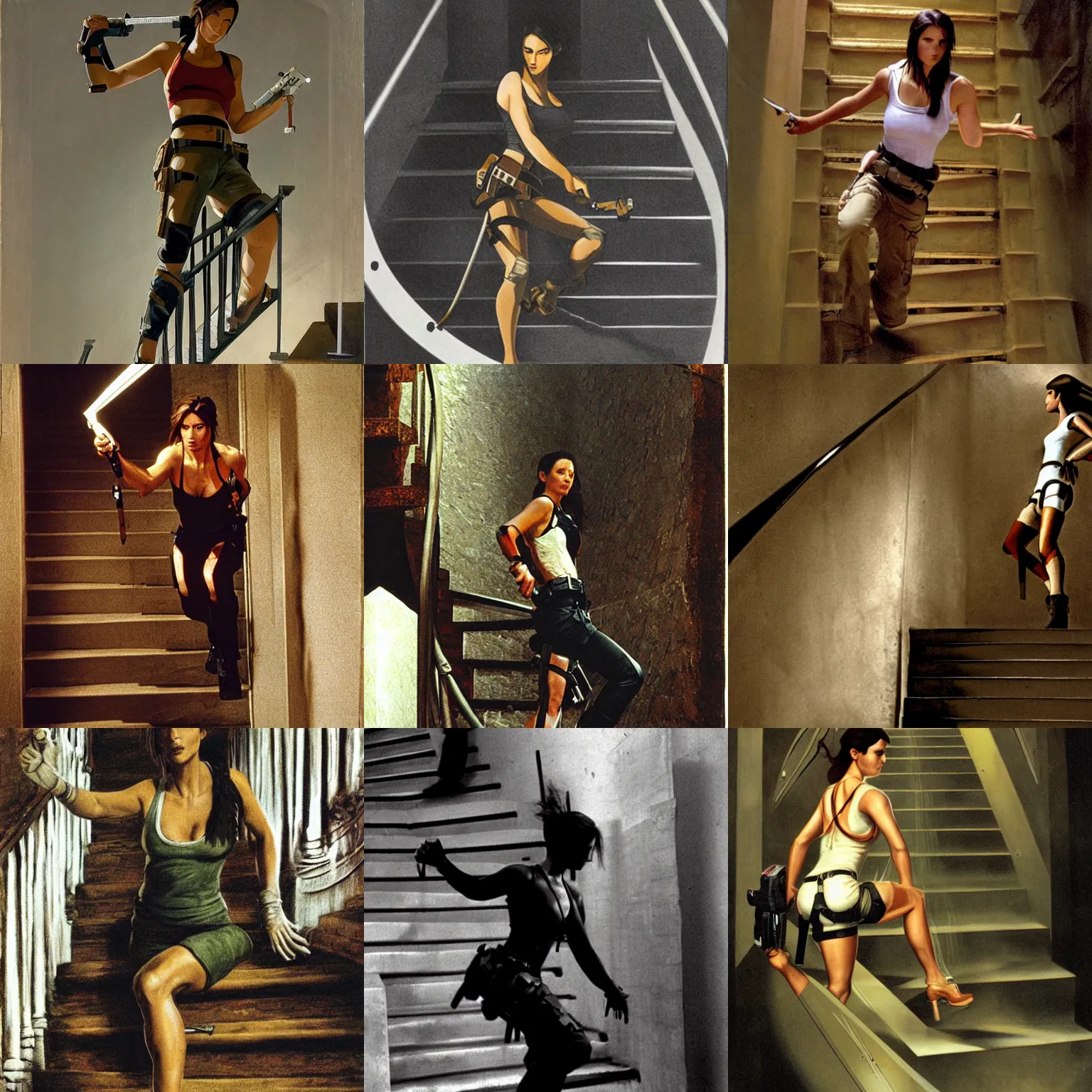lara croft descending a staircase by marcel duchamp | Stable Diffusion ...