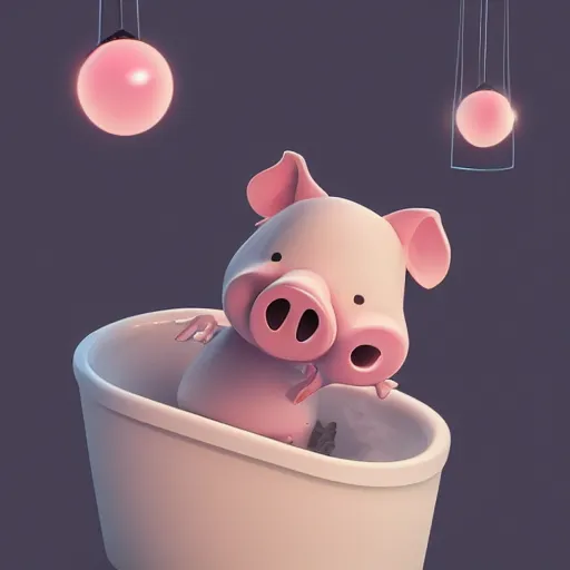 a cartoon humanoid anthropomorphic pig lay in the tub, | Stable Diffusion
