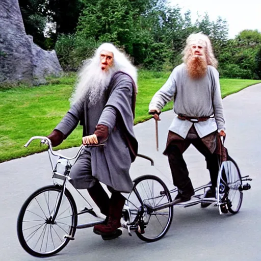 gandalf and harry potter riding a tandem bicycle | Stable Diffusion ...