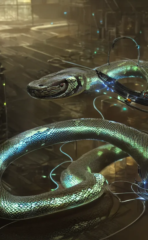 cyberpunk snake fights steampunk turtle on rainy day | Stable Diffusion