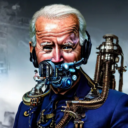 joe biden as a steampunk cyborg, scifi, hyper | Stable Diffusion | OpenArt