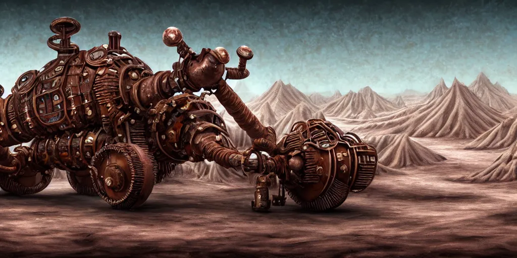 a chrome drillbot with big cone drills, in rusted | Stable Diffusion ...