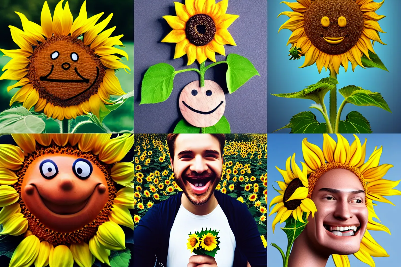 a happy sunflower, anthropomorphic, smiling human | Stable Diffusion ...