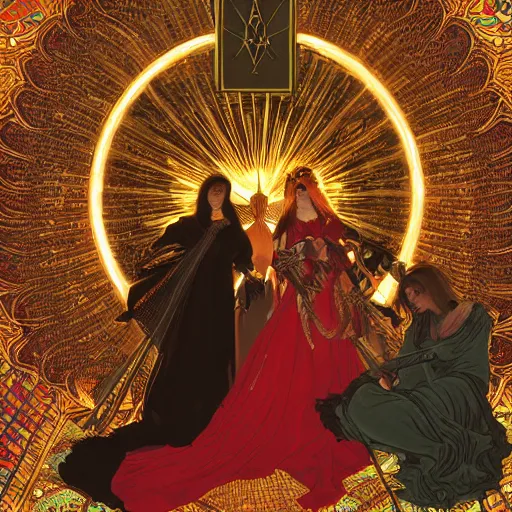 a cult of wizards entering the portal of truth, red | Stable Diffusion | OpenArt