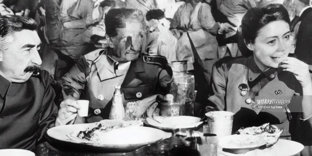 Joseph Stalin and Maria Sharapova eating lunch, 4k | Stable Diffusion ...