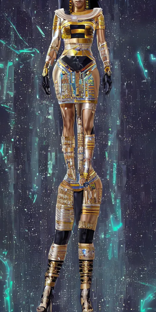 full body portrait of the thicc Egyptian Android | Stable Diffusion ...