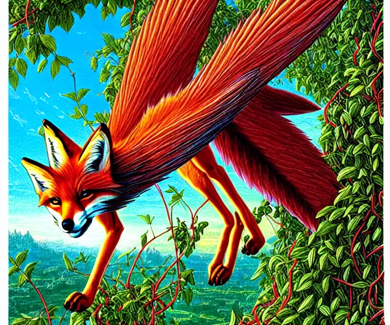 An absurdly-detailed Winged-Fox suspended in thorny | Stable Diffusion ...