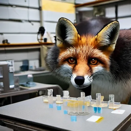 fox animals conducting experiments in a silly lab, | Stable Diffusion ...