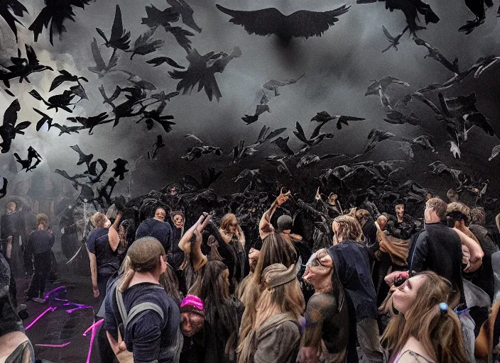 a rave of ravens, claustrophobic, party, a lot of | Stable Diffusion ...
