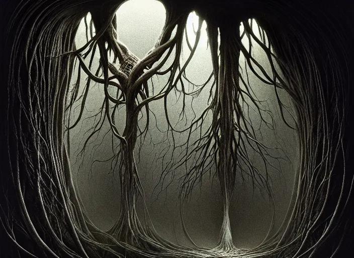 photo of roots growing down from a ceiling in an | Stable Diffusion ...