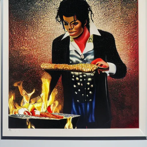 michael jackson cooking a bbq, abstract oil painting | Stable Diffusion ...