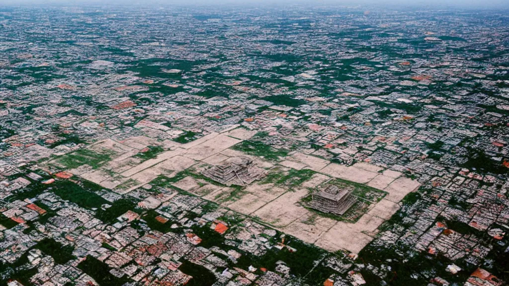 remarkable airplane view of the cyberpunk mayan city | Stable Diffusion ...