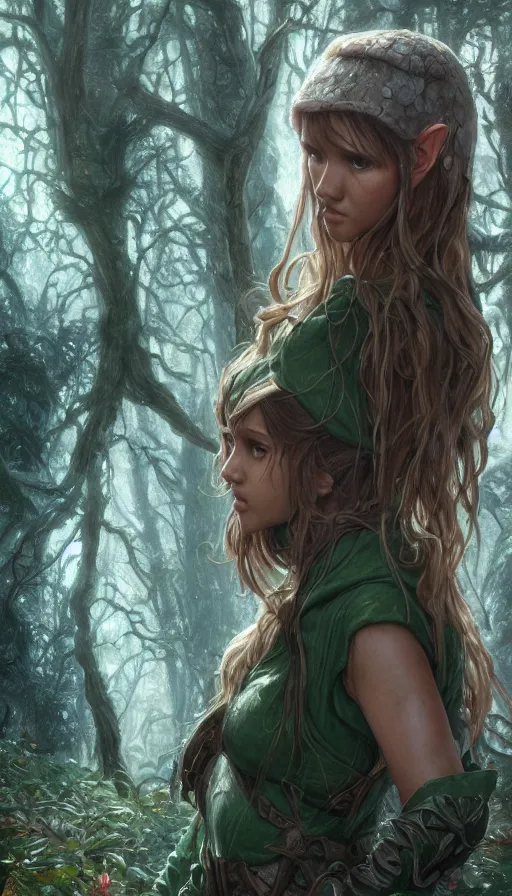jessica alba girl as fragile sad elf in forest, fit, | Stable Diffusion ...