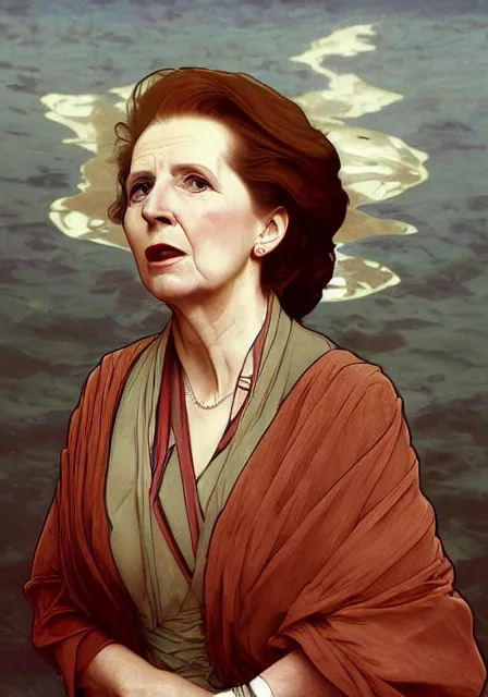 margaret thatcher angry at a fish, intricate, elegant, | Stable ...