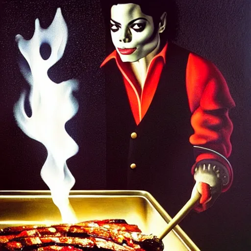 michael jackson cooking a bbq, abstract oil painting | Stable Diffusion ...