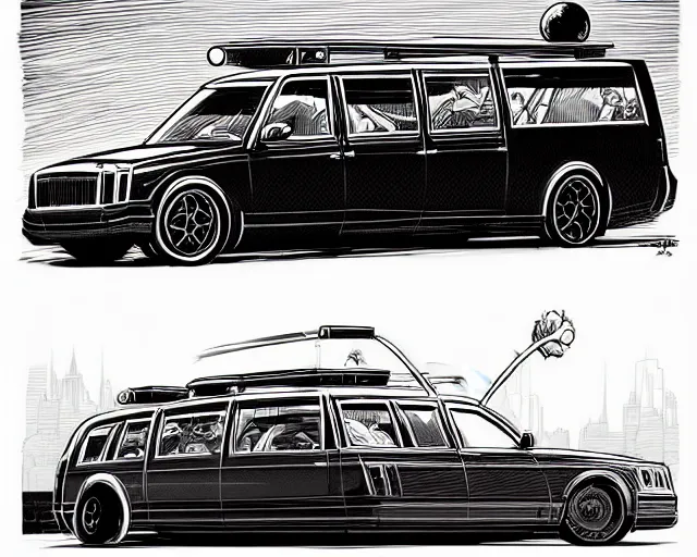 a study of cell shaded cartoon huge limousine, in | Stable Diffusion ...