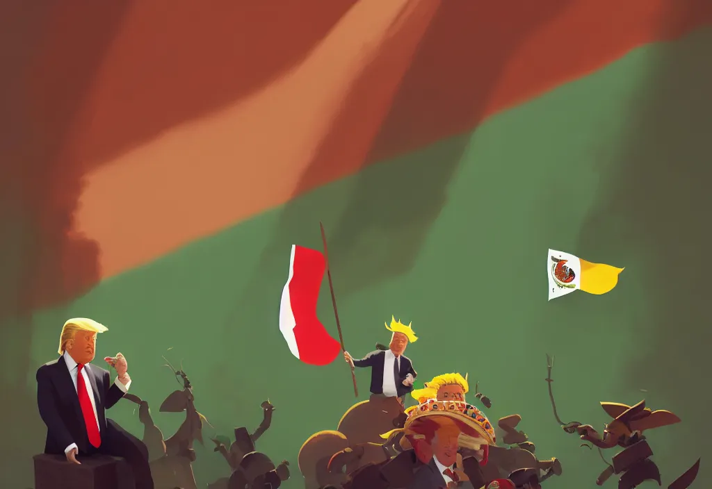 portrait of donald trump with taco and mexican flag, | Stable Diffusion
