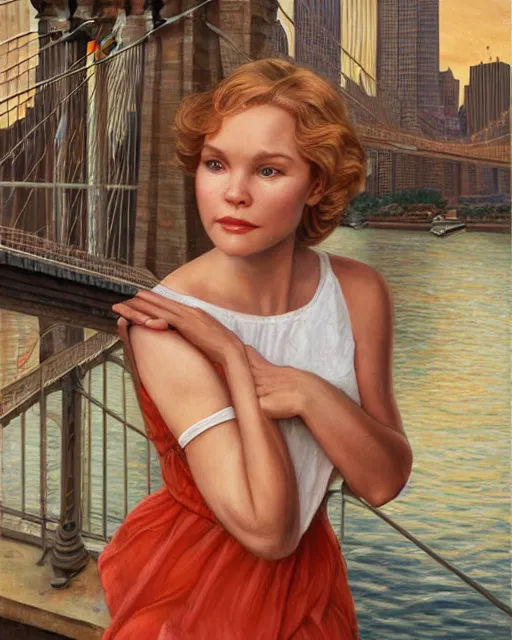 tuesday weld visits the brooklyn bridge by francine | Stable Diffusion ...