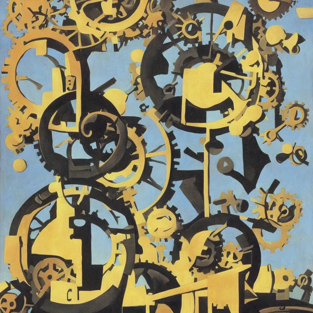 surrealist painting of a happy cog, by Rene Magritte, | Stable Diffusion