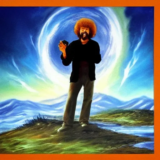 the apocalypse and bob ross screaming by bob ross | Stable Diffusion ...