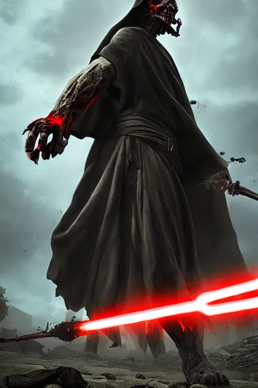 David vs goliath but Goliath is a zombie Sith Lord, | Stable Diffusion ...