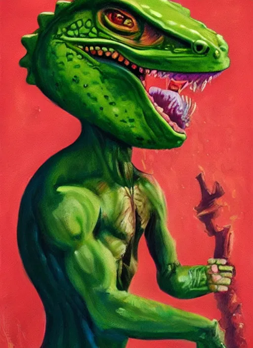 oil painting portrait of a lizard person, a gorn from | Stable ...