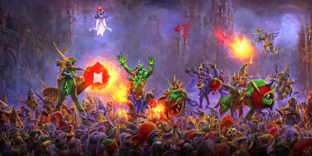 satanists in masonic lodge adoring a Mario Bros Statue | Stable ...