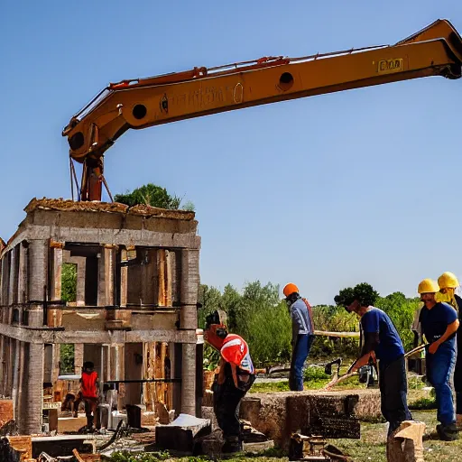 a group of romans building a house with an ancient | Stable Diffusion ...