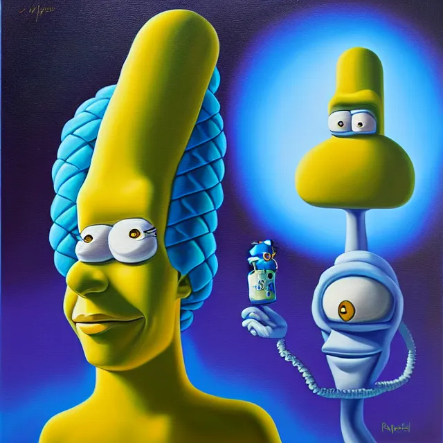 an oil on canvas portrait painting of marge simpson, | Stable Diffusion ...