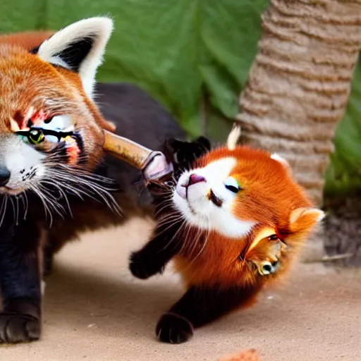 a cat play with red panda, photo | Stable Diffusion | OpenArt