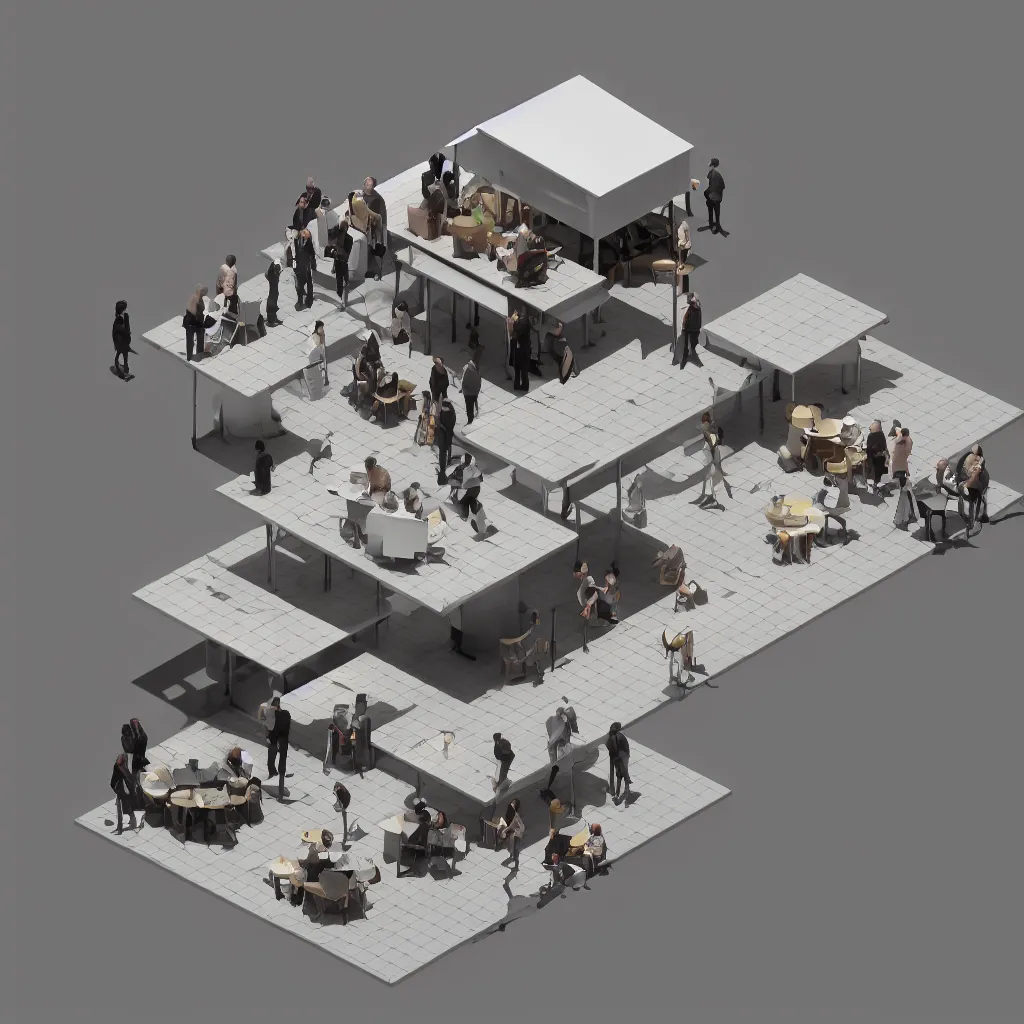 isometric convention center coffee stand, octane | Stable Diffusion ...