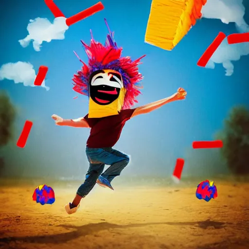 pinata running from kids waving bats and sticks | Stable Diffusion ...