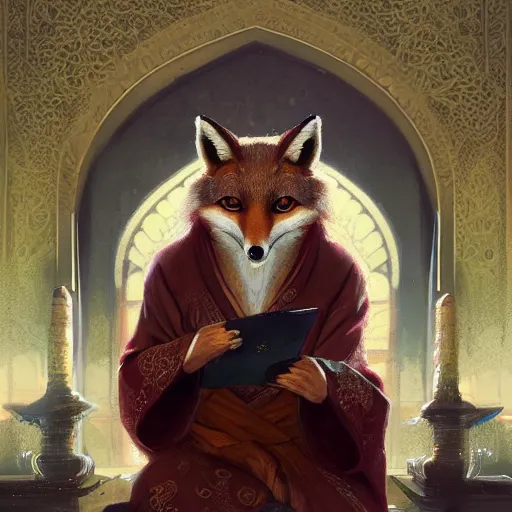 A portrait of an anthropomorphic fox in a silk robe | Stable Diffusion ...