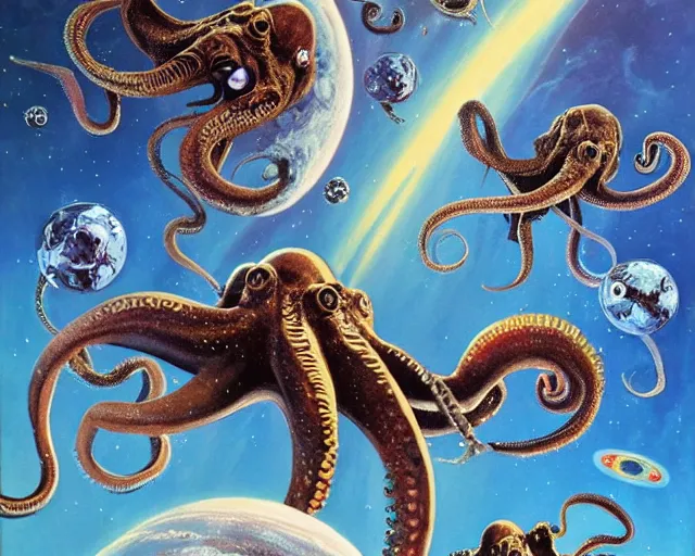 epic portrait of 3 octopuses fighting in space, | Stable Diffusion ...
