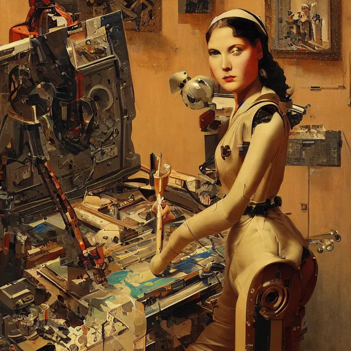 robot artist painting a self - portrait on a canvas. | Stable Diffusion ...
