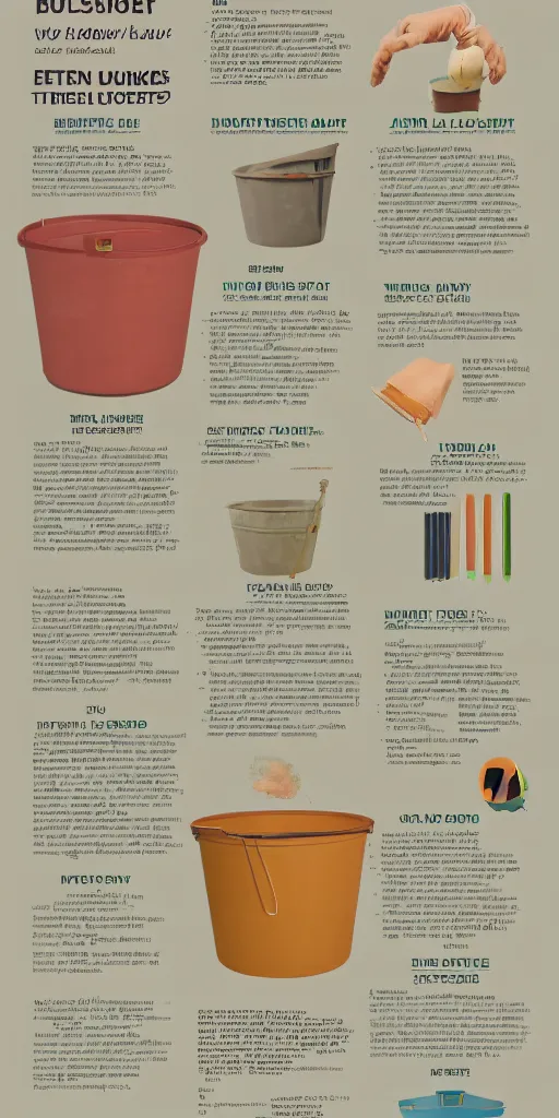 brochure for a low quality bucket, pastel infographic | Stable ...