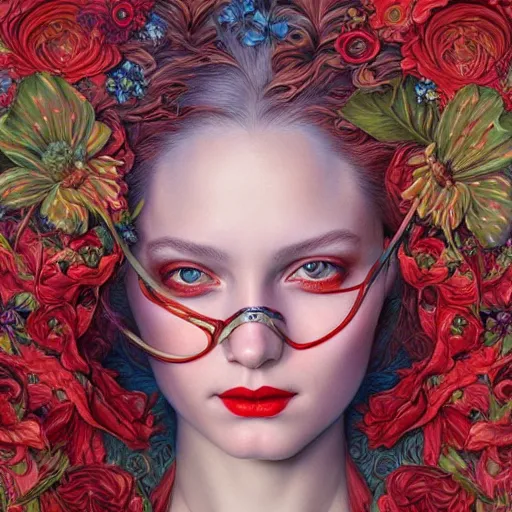 hyper detailed masterpiece, red lipstick, floral | Stable Diffusion ...