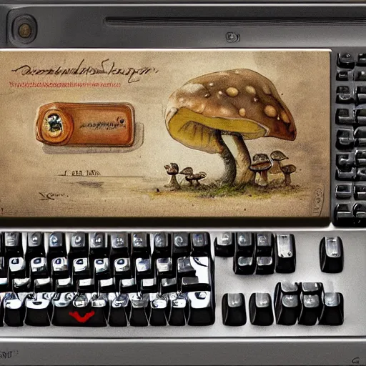 computer keyboard with mushrooms as keys, by jean - | Stable Diffusion | OpenArt