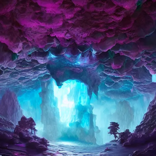 fantasy alien planet inside mysterious cavern with | Stable Diffusion ...